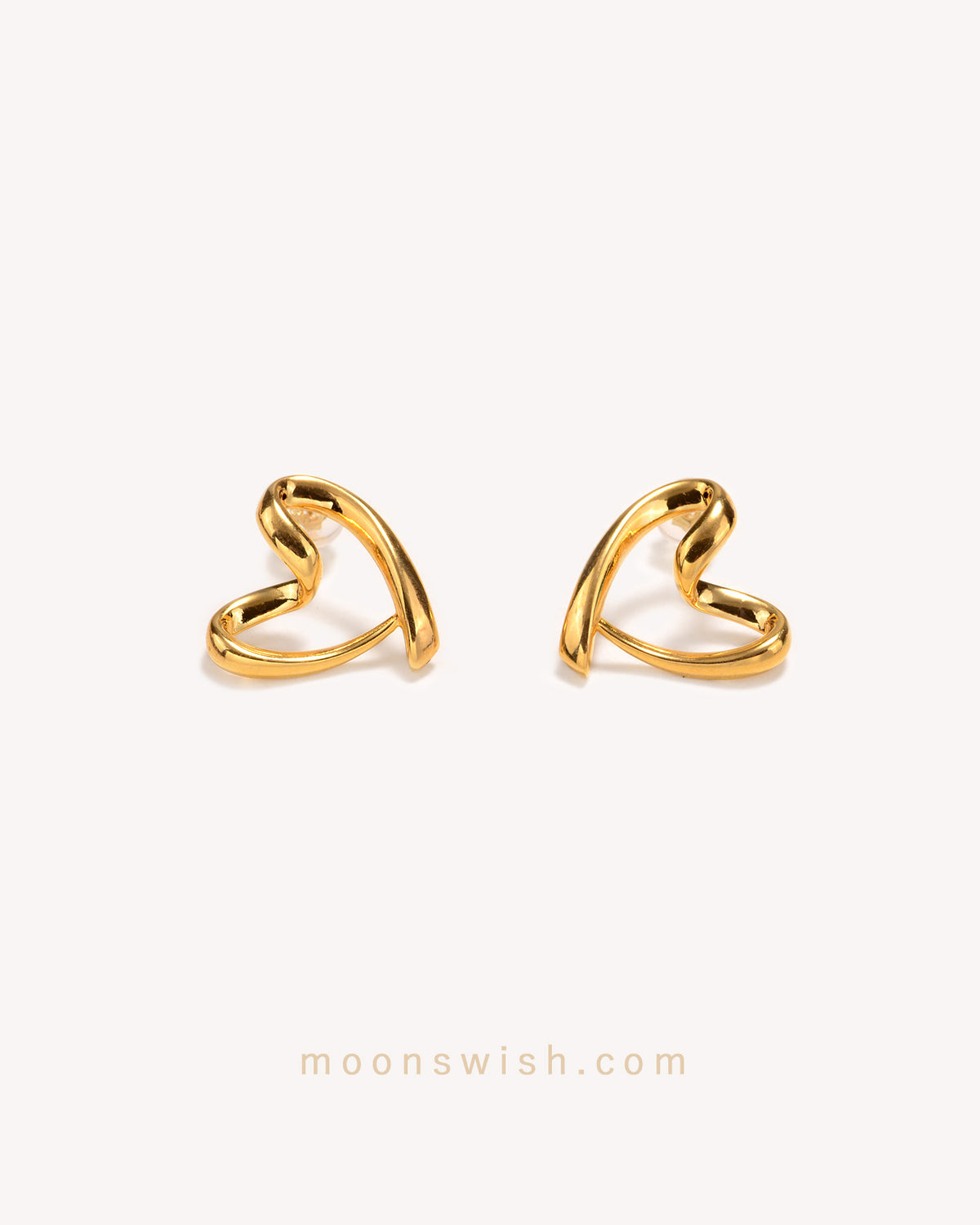 LIV - 18K Solid Gold Heart Stud Earrings– Moon's Wish